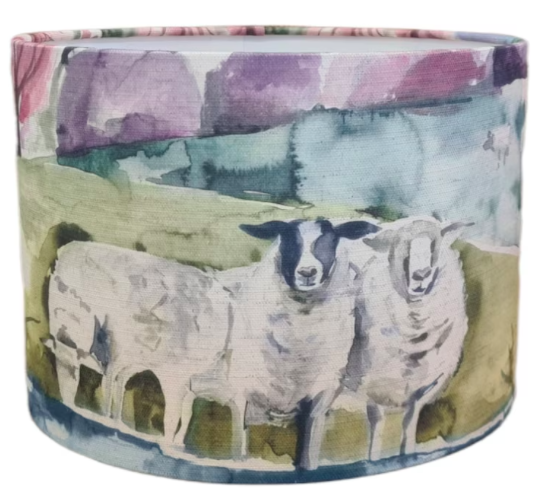 Lampshade, Watercolour Sheep in Landscape Design - Becksteps Gallery