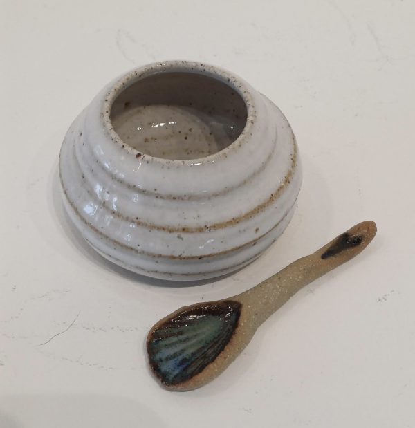 Handmade Stoneware White Glazed Salt Pot - Becksteps Gallery