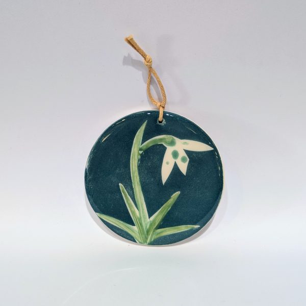 Ceramic Green and White, Snowdrop, Hanging Decoration - Becksteps Gallery